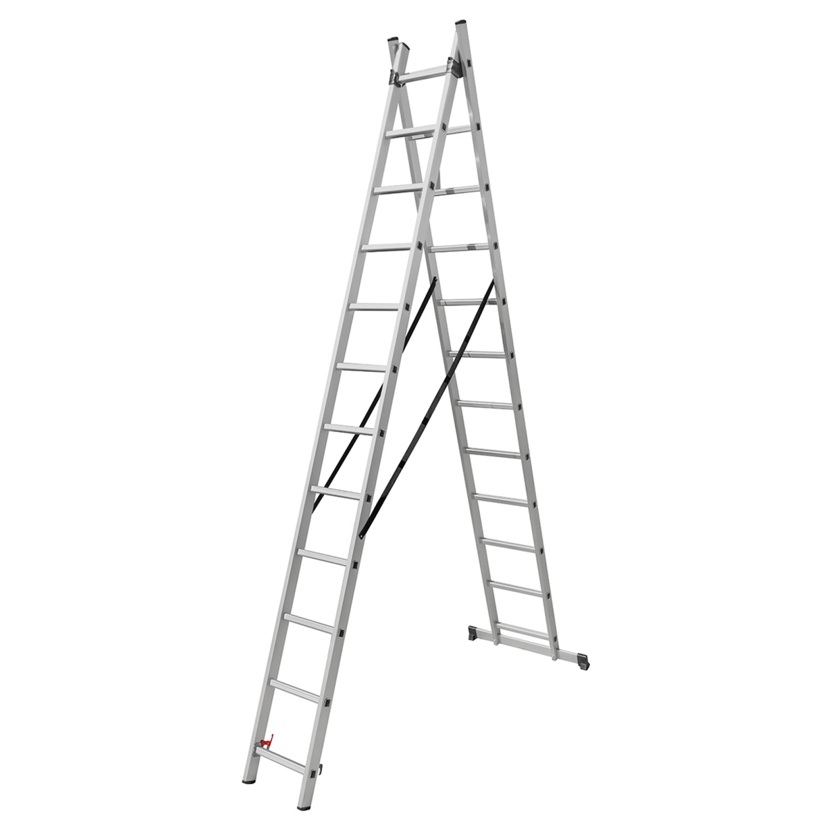 HAUSMARKT ALU-X11 Teleskopleiter 2x11 Stufen – 6,5 m Arbeitshöhe, 119,00